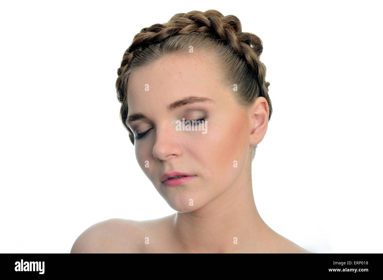 Young female model with closed eyes. Gentle and relaxed face expression ...