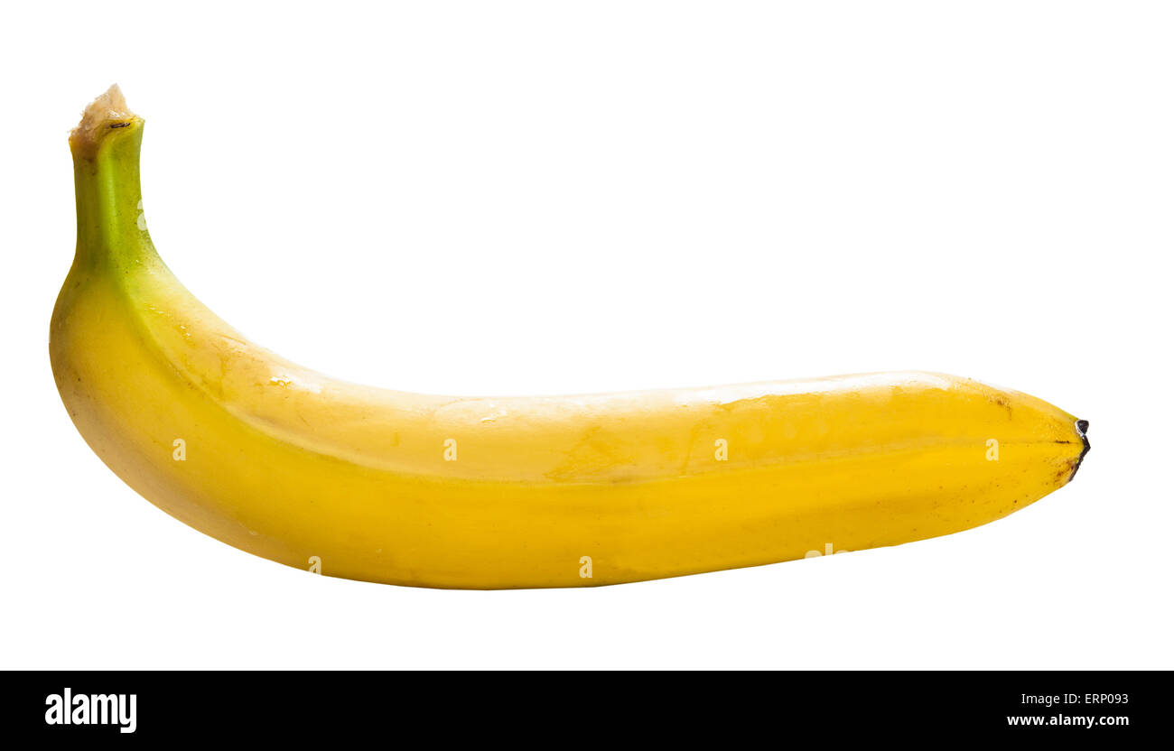 ripe banana closeup isolated on a white background Stock Photo - Alamy