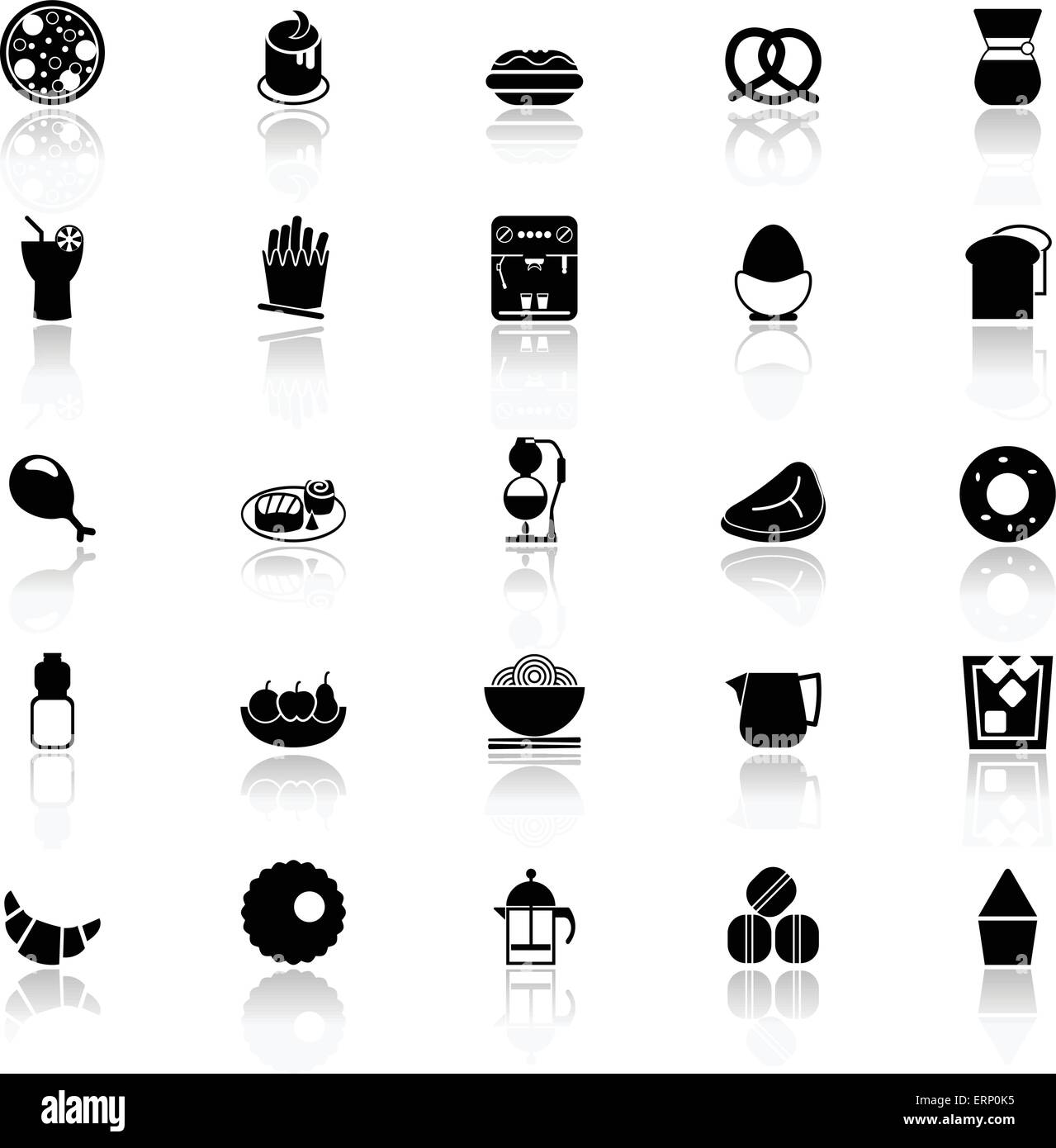 Easy meal icons with reflect on white background, stock vector Stock ...