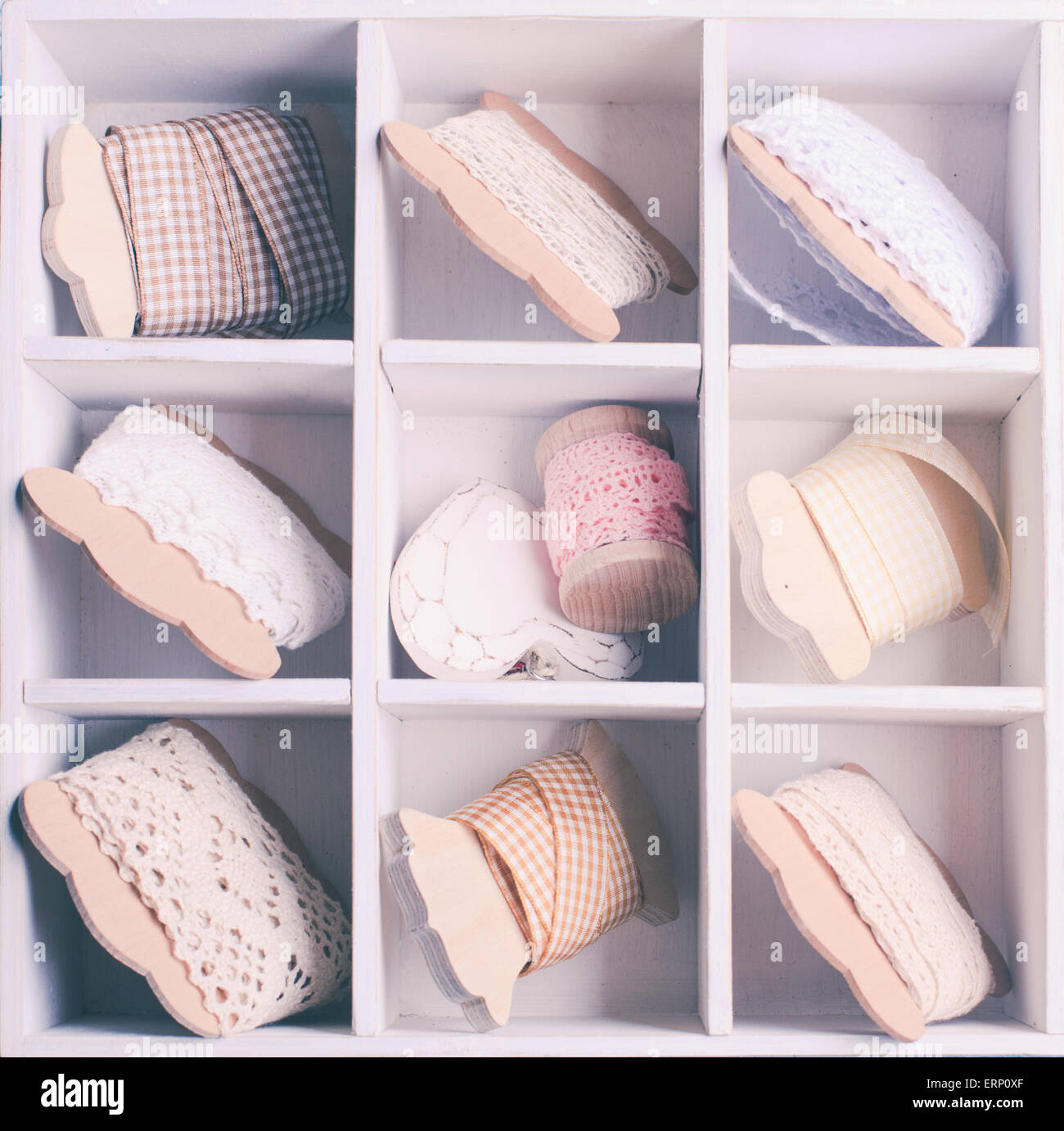 Vintage lace in box Stock Photo - Alamy