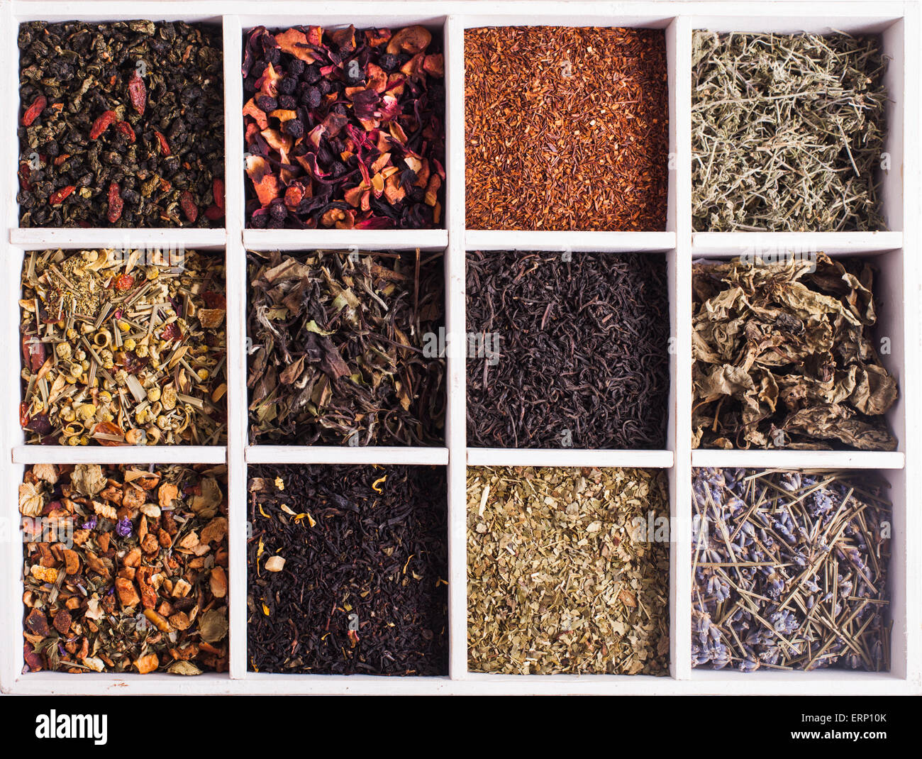 Various of tea in a box Stock Photo - Alamy