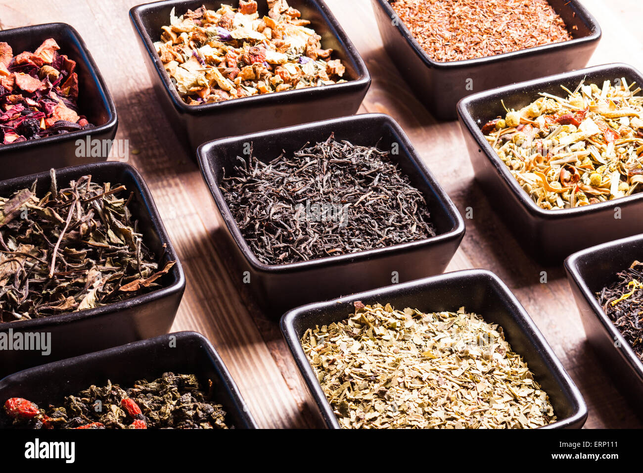Various of tea in a box Stock Photo - Alamy