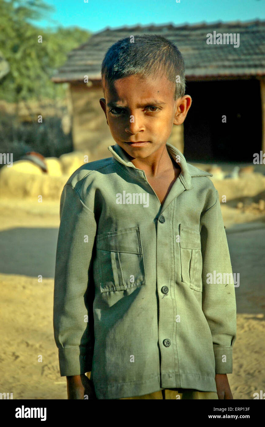 Boy in Indian Village Stock Photo - Alamy