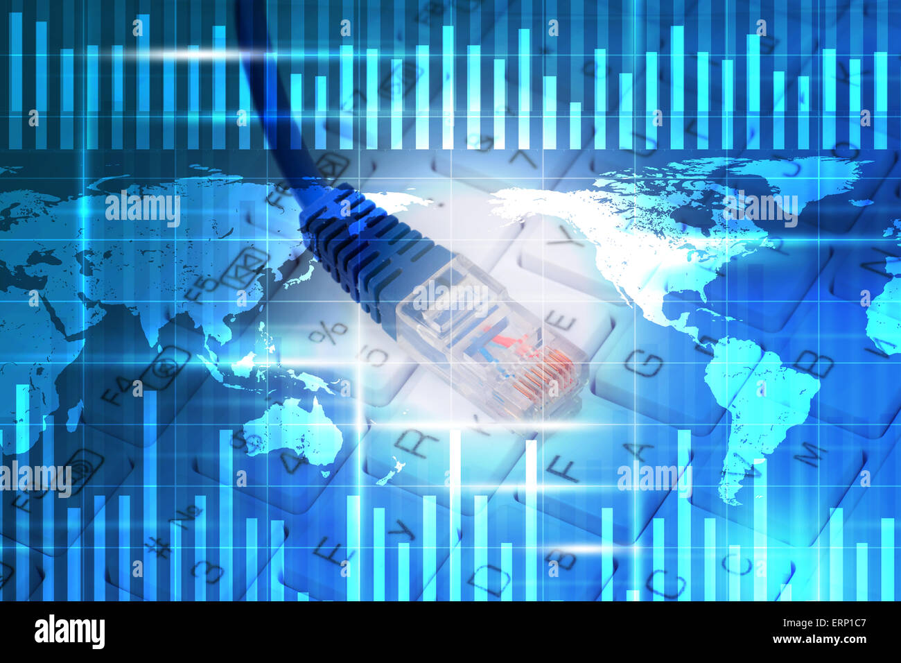 Abstract blue background with cable Stock Photo - Alamy
