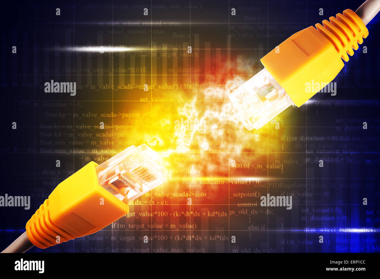 Two yellow computer cables Stock Photo - Alamy