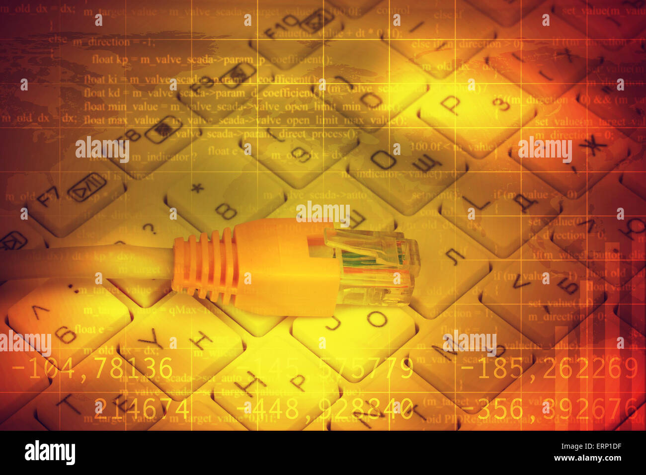 Computer cable on keyboard Stock Photo - Alamy