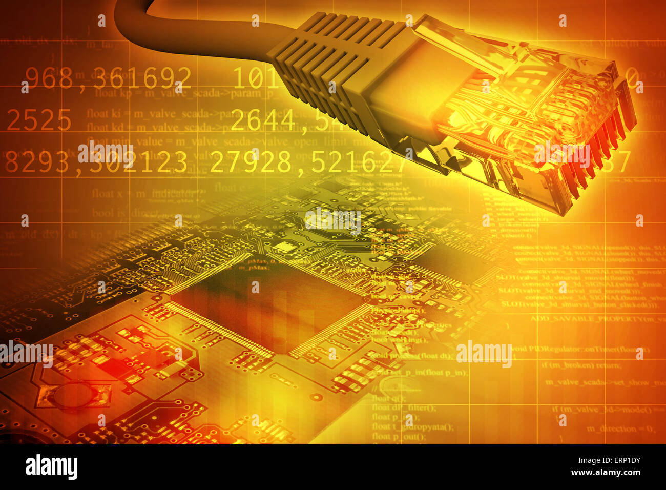 Computer cable and baseboard Stock Photo - Alamy