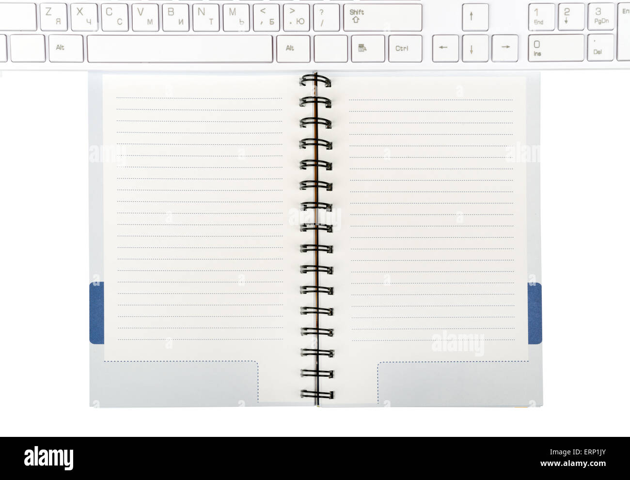 Keyboard and notebook Stock Photo - Alamy