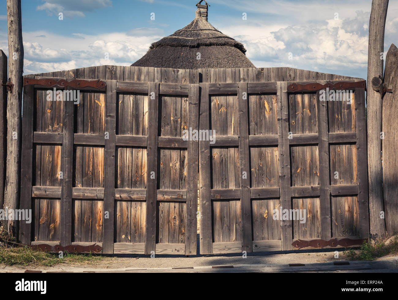 Old wooden gates. wood texture. Background for design Stock Photo - Alamy