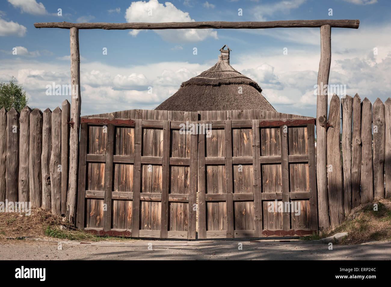 Old wooden gates. wood texture. Background for design Stock Photo - Alamy