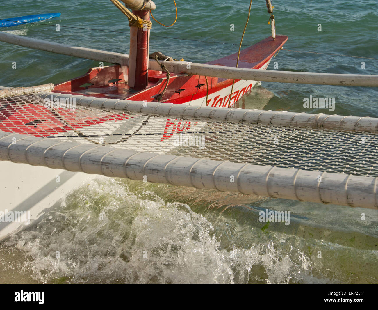 Traditional panga boat on the beach in Boracay, Philippines Stock Photo ...