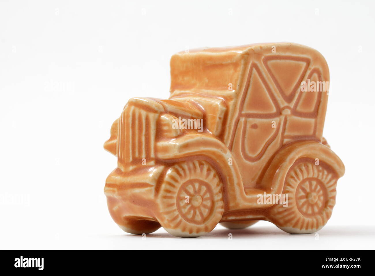 Ceramic figurine of a vintage car on a white background Stock Photo - Alamy