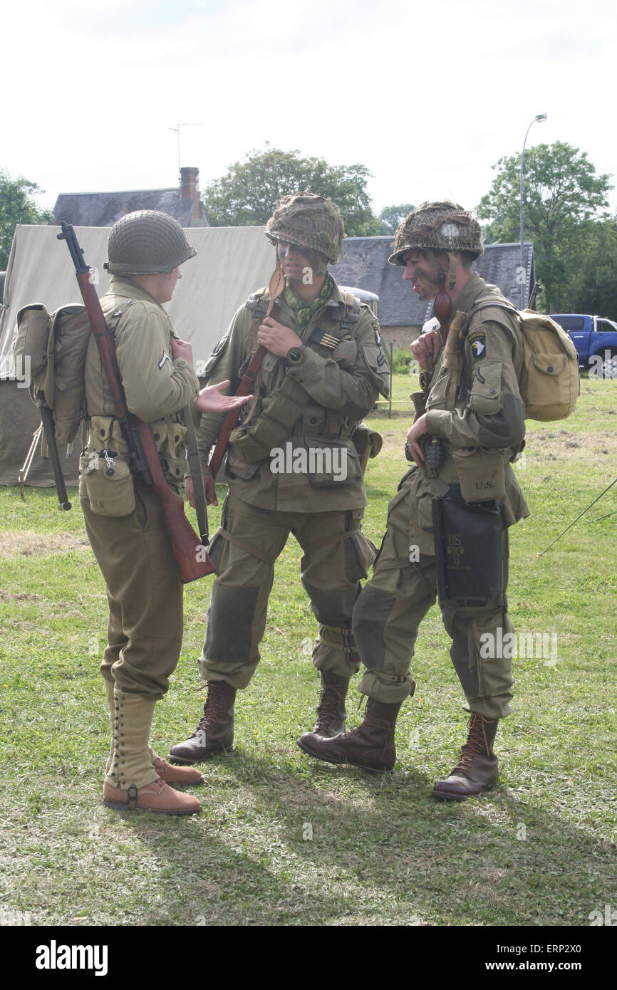 Carentan, Normandy, France. 6 June 2015. Reenactment groups go to great ...