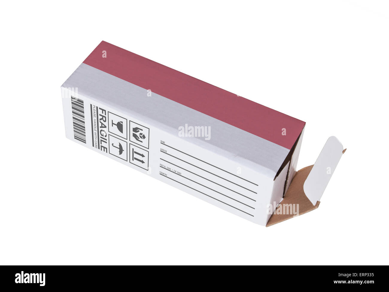 Concept of export, opened paper box - Product of Monaco Stock Photo - Alamy