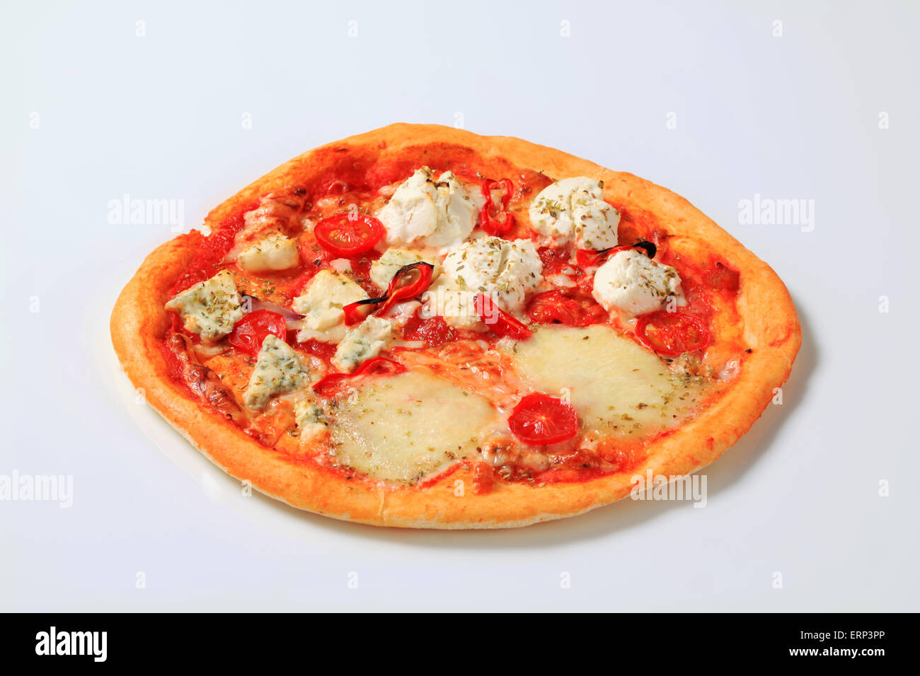 Fresh baked pizza quattro formaggi Stock Photo - Alamy