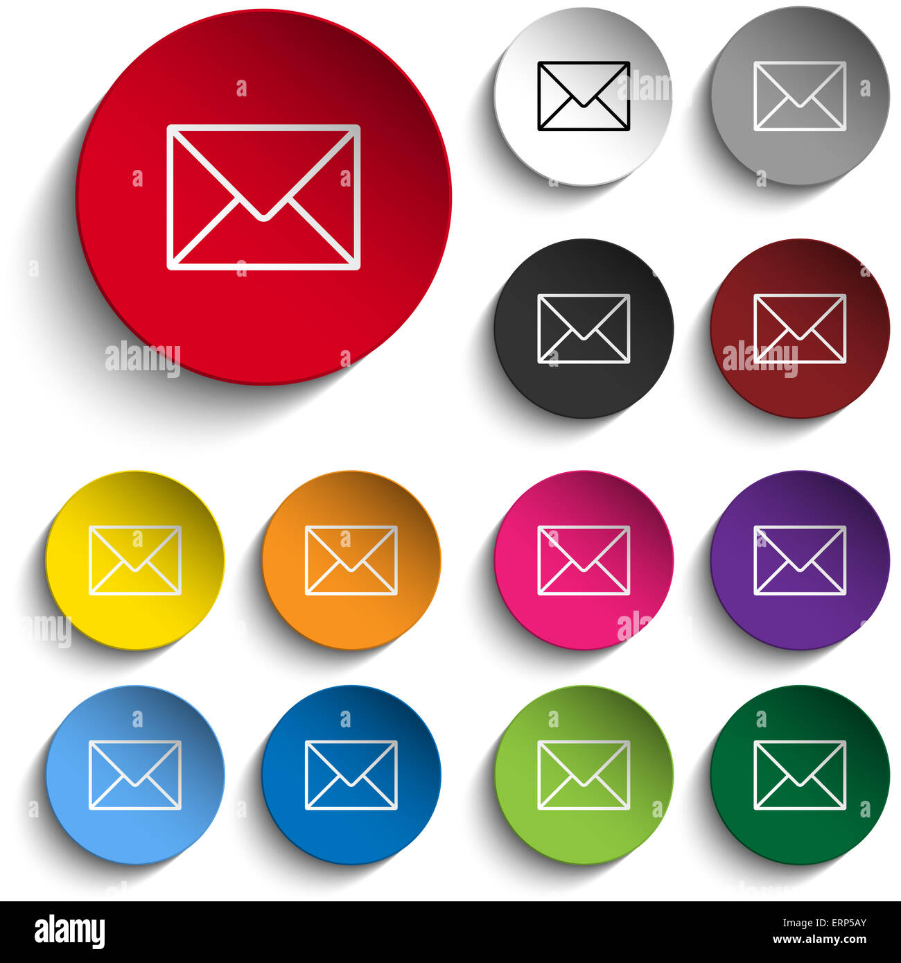 Vector - Mail Envelope Icon Circle Color Set Stock Photo - Alamy
