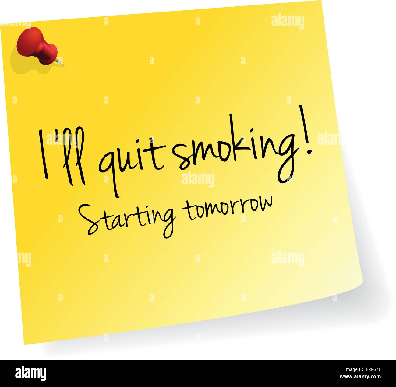 I Will Quit Smoking Starting Tomorrow Yellow Stick Note Paper Vector ...