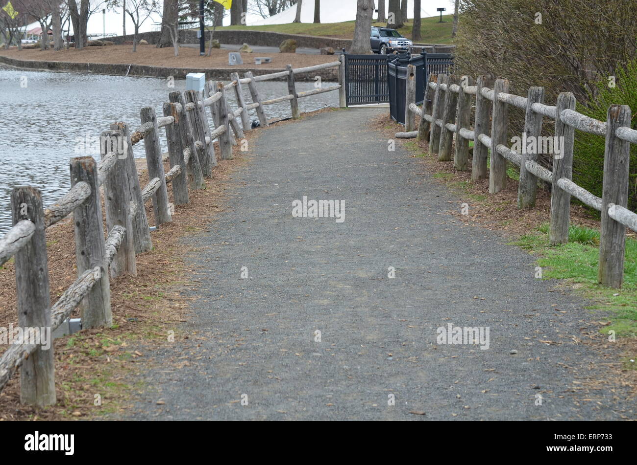 Fenced in walkway Stock Photo - Alamy