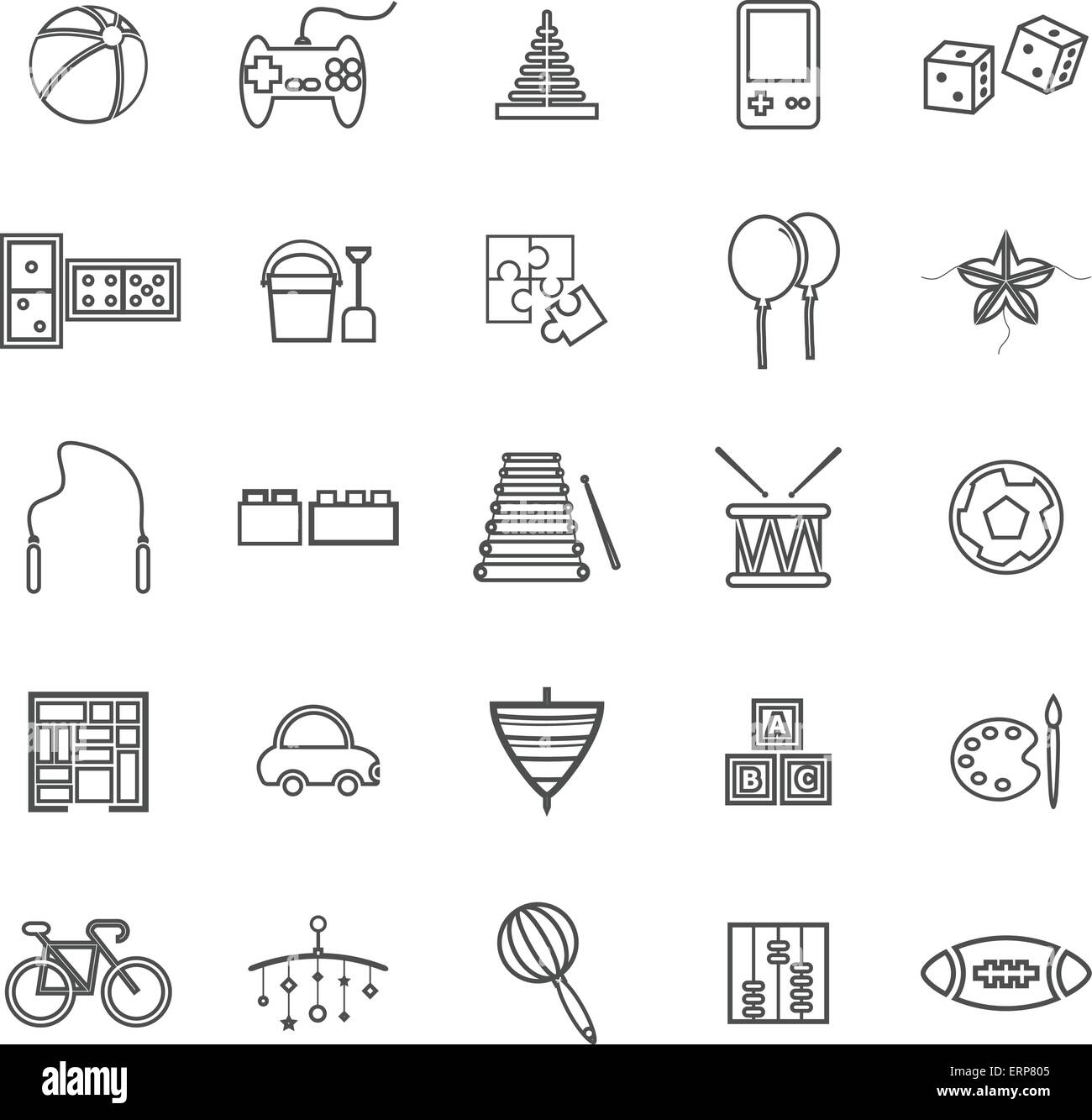 Toy line icons on white background, stock vector Stock Vector Image ...