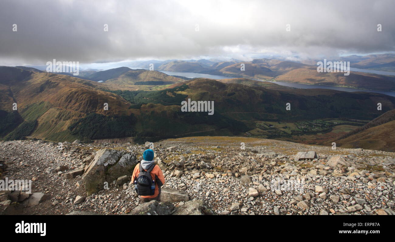 Walker on the Ben Nevis path Stock Photo - Alamy