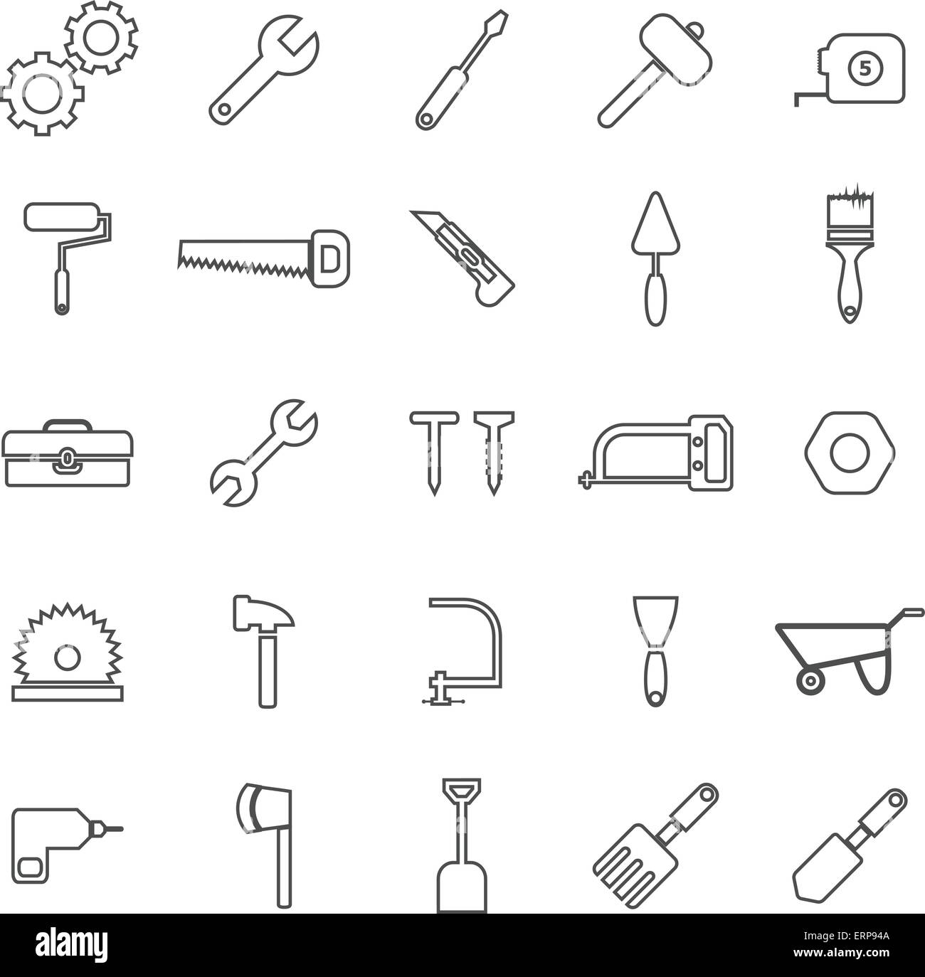 Tool line icons on white background, stock vector Stock Vector Image ...