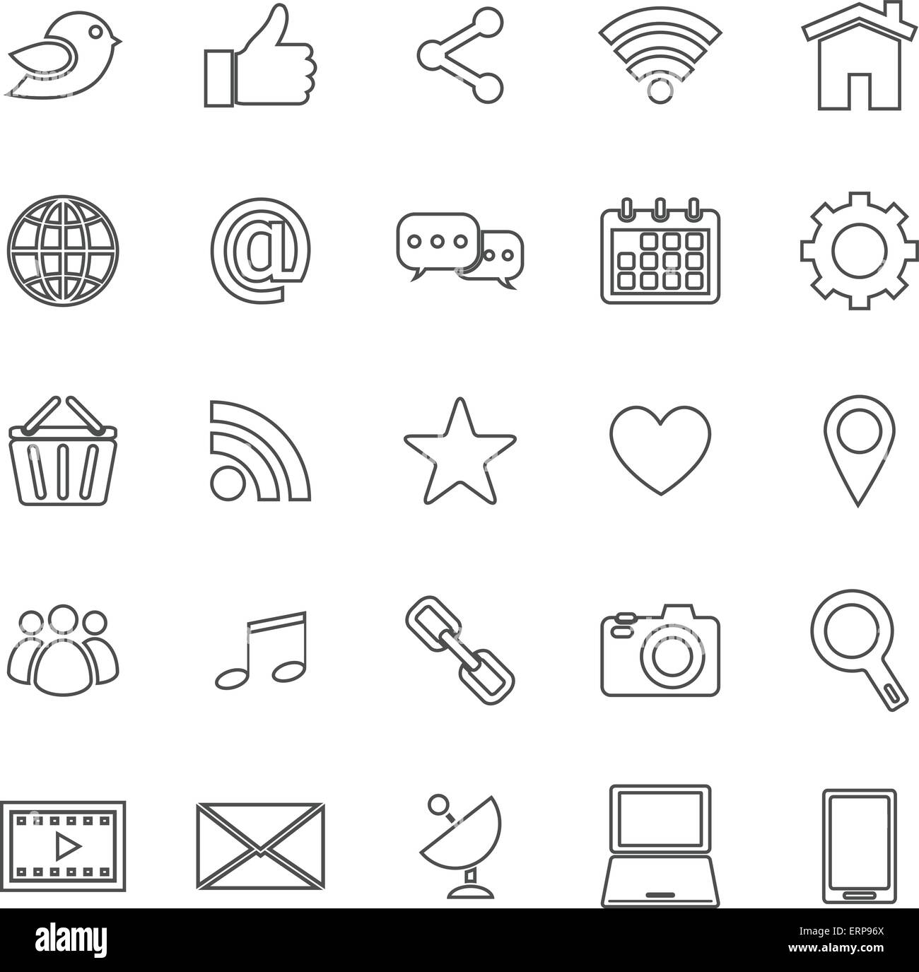 Social media line icons on white background, stock vector Stock Vector ...