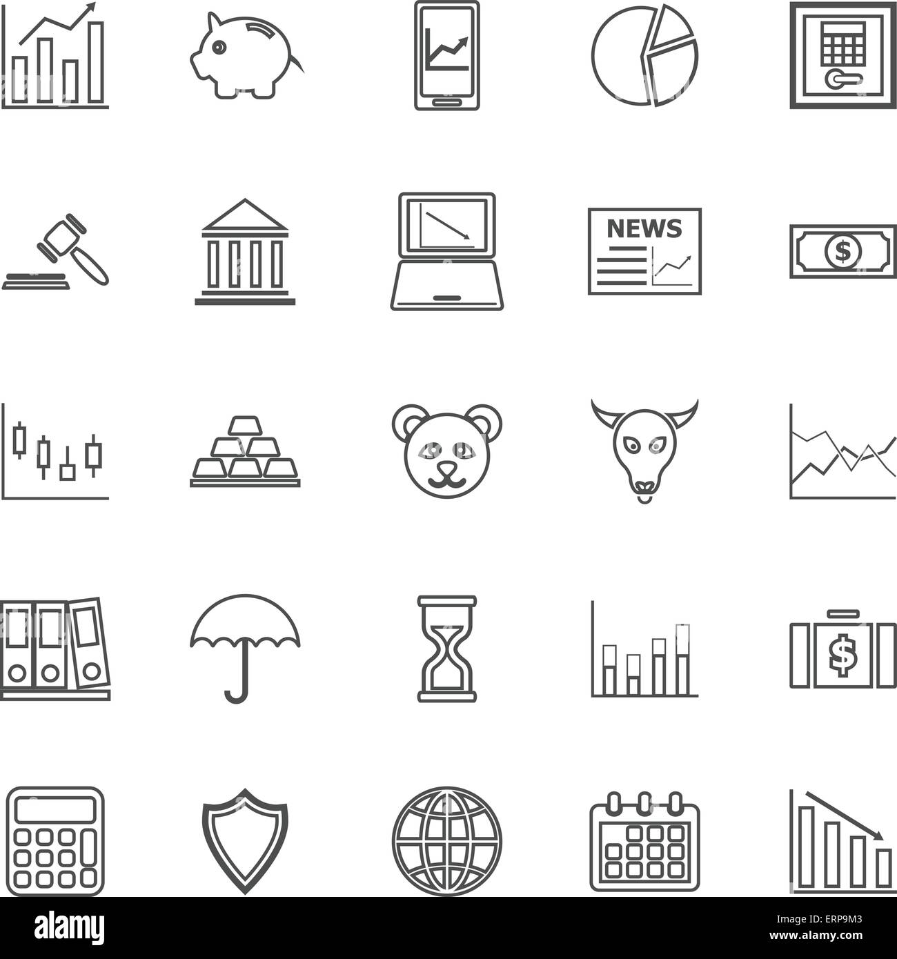 Stock market line icons on white background, stock vector Stock Vector ...