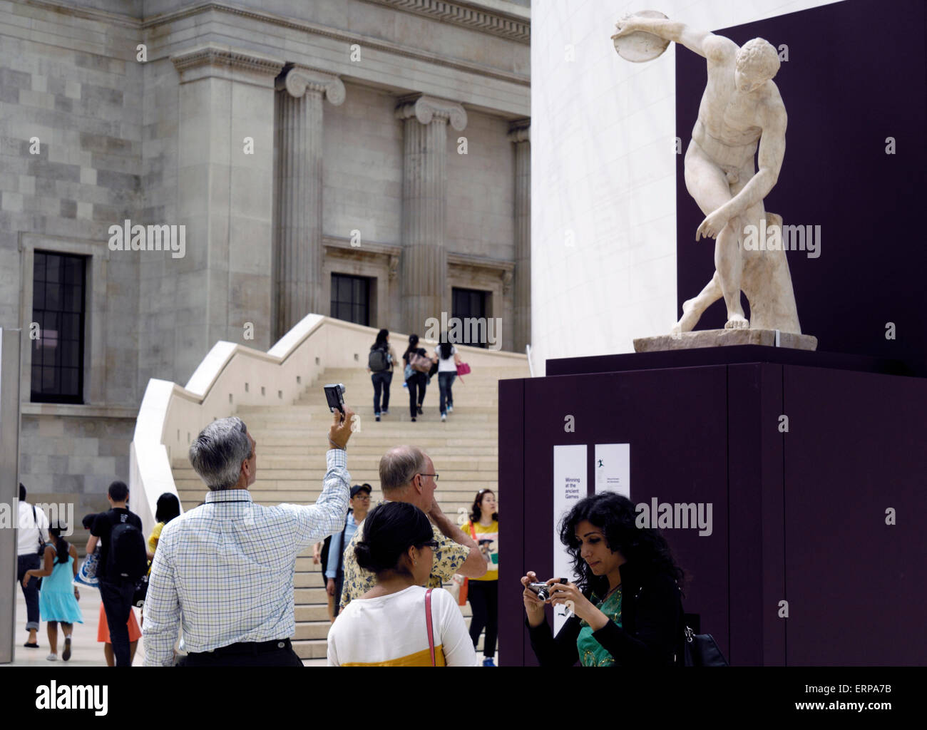London British Museum. Taking photograph of statue. London, England ...
