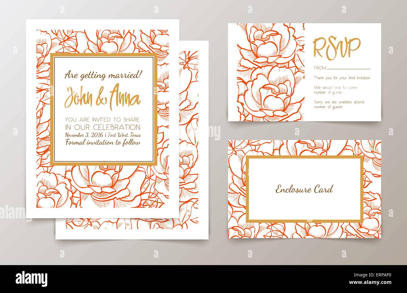 Set weddings invitation Stock Vector Image & Art - Alamy