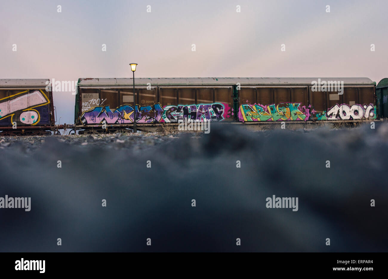 Old Graffiti Train Stock Photo - Alamy