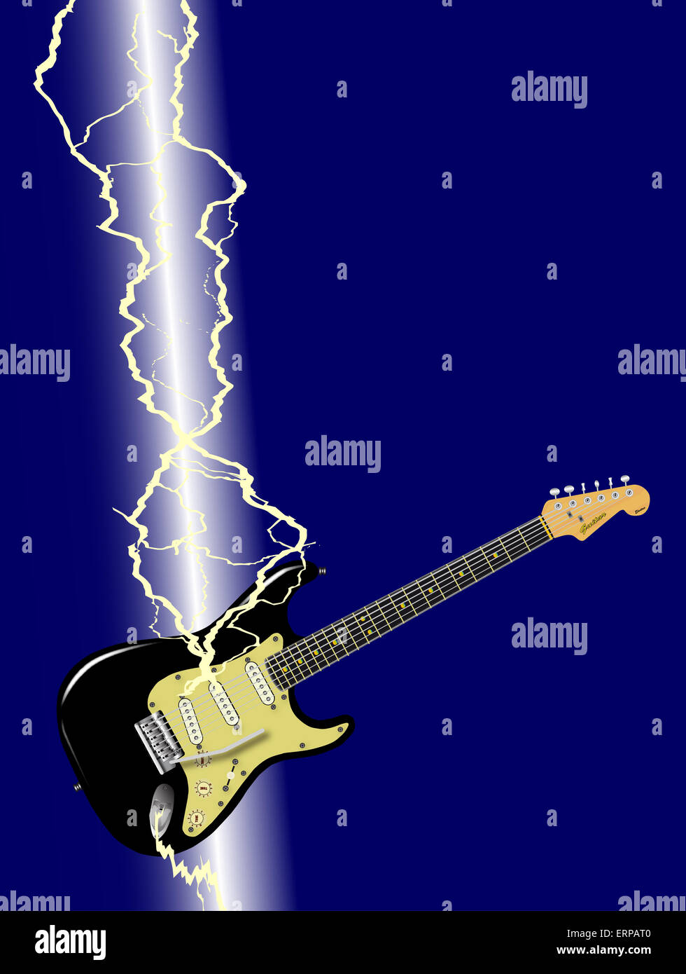 A electric guitar being struck by a lightning bolt Stock Photo - Alamy