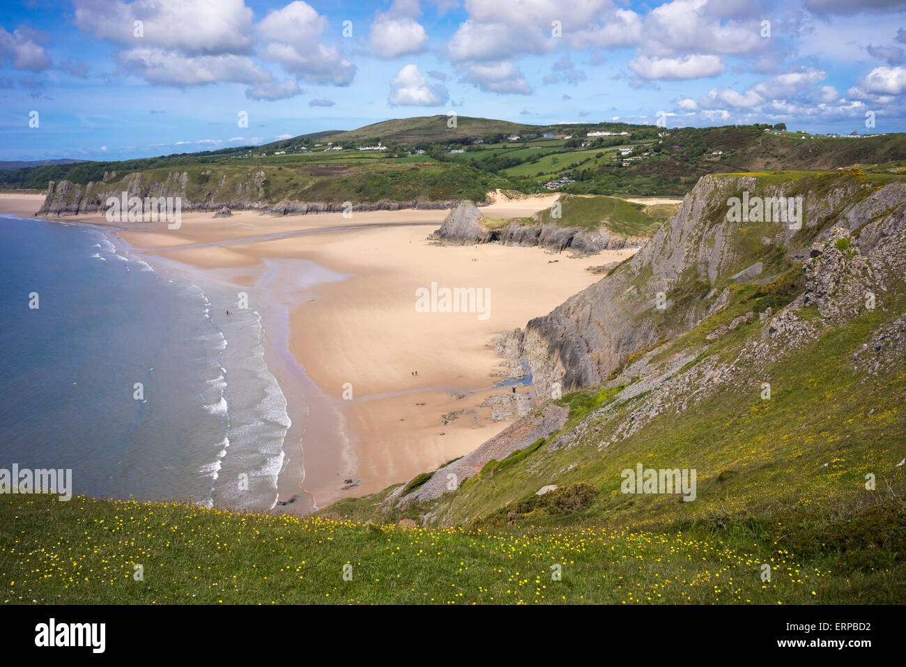 Three Cliffs Bay on the Gower Peninsula in Wales, Great Britain Stock ...