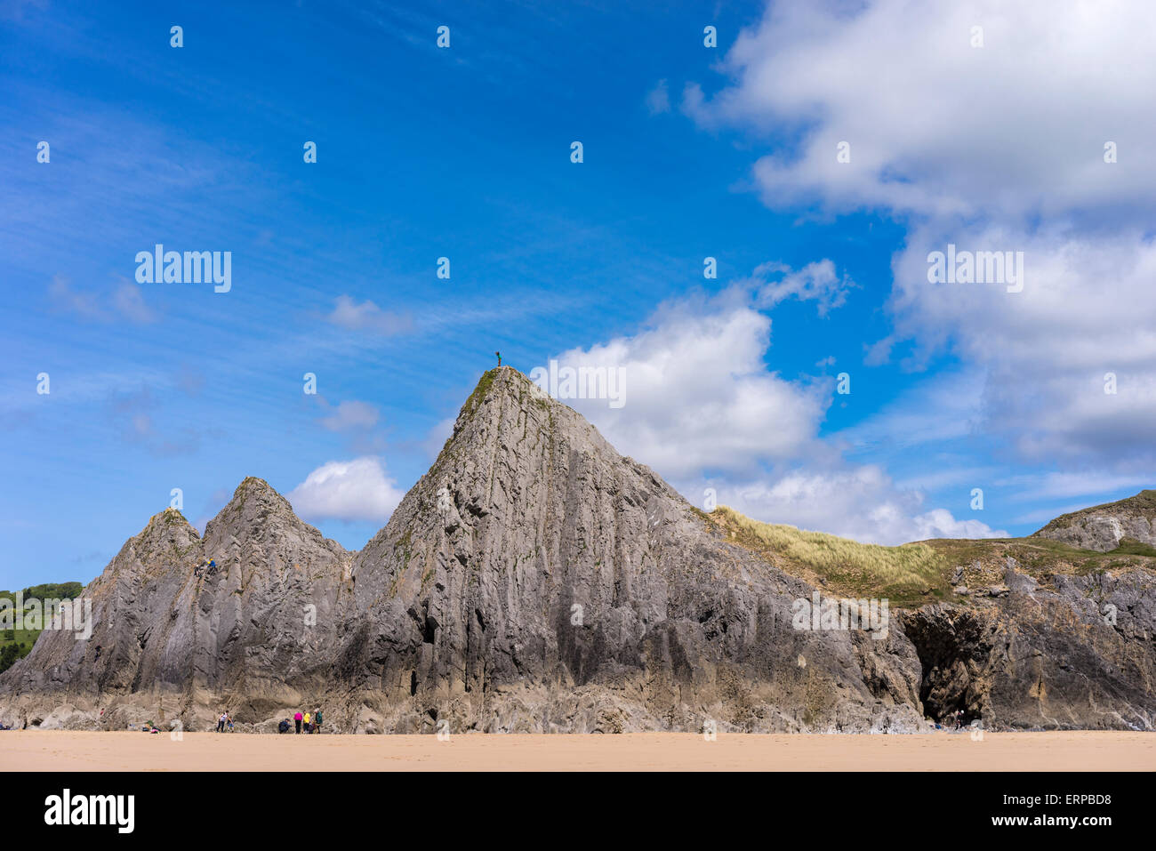 Three Cliffs Bay on the Gower Peninsula in Wales, Great Britain Stock ...