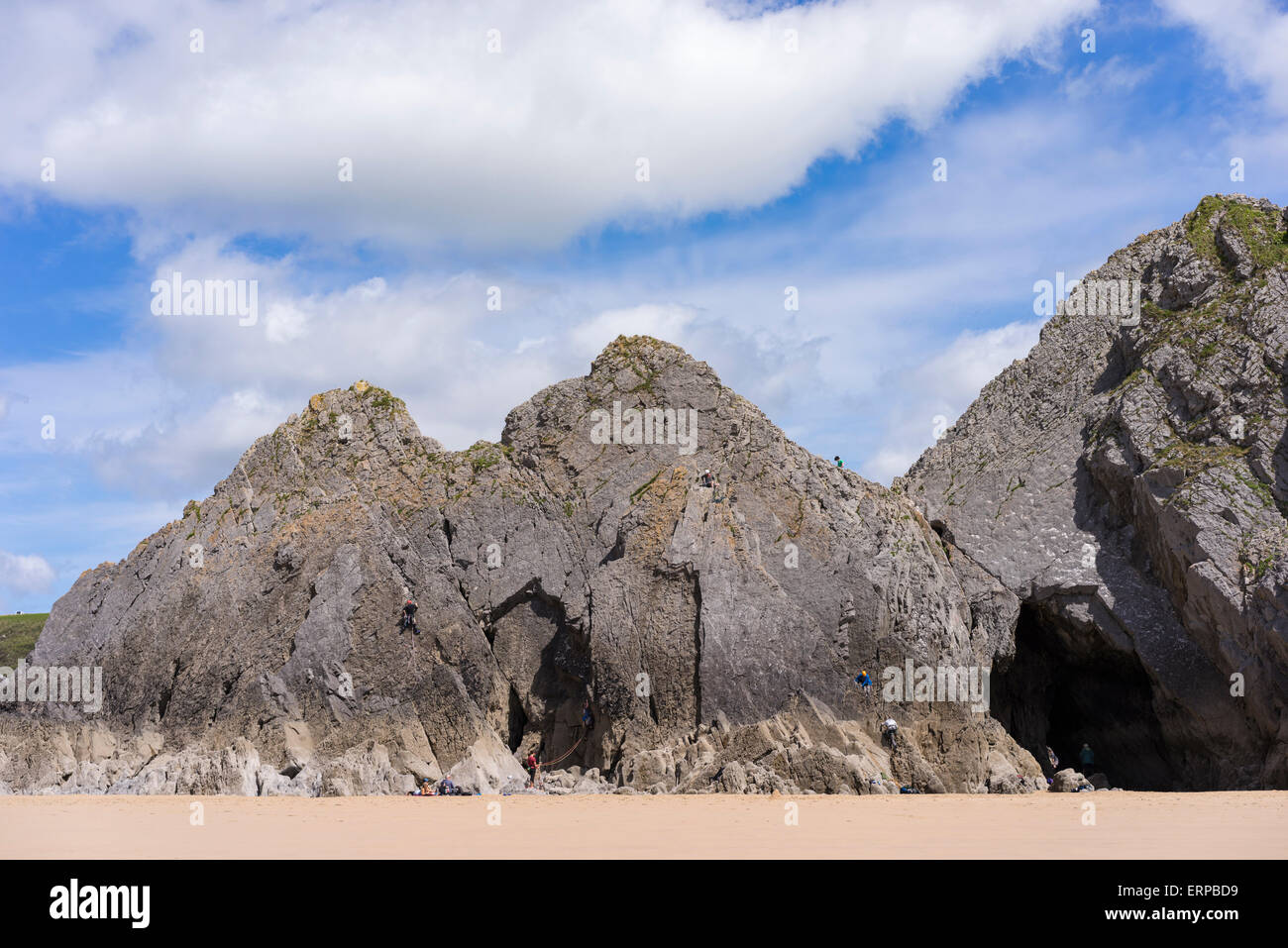 Three Cliffs Bay on the Gower Peninsula in Wales, Great Britain Stock ...