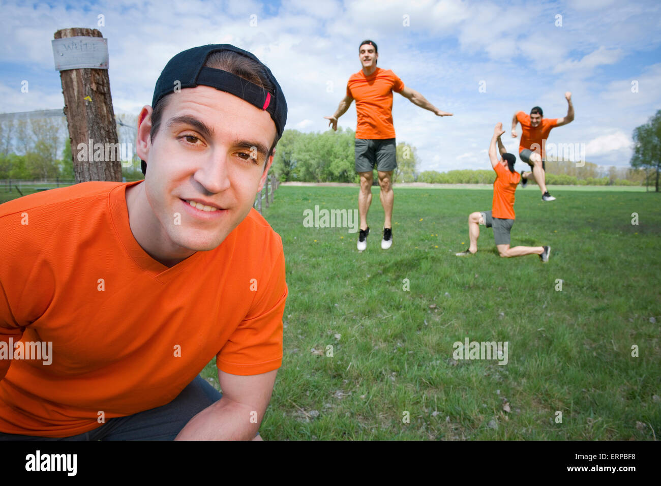 Picture mounting: nearly wide angle upper view of a young man in the ...