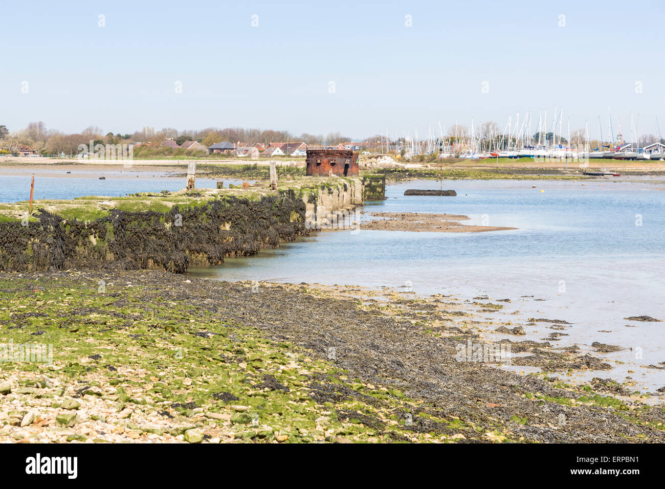 Chichester Harbour, Hayling Billy former railway bridge from Hayling ...