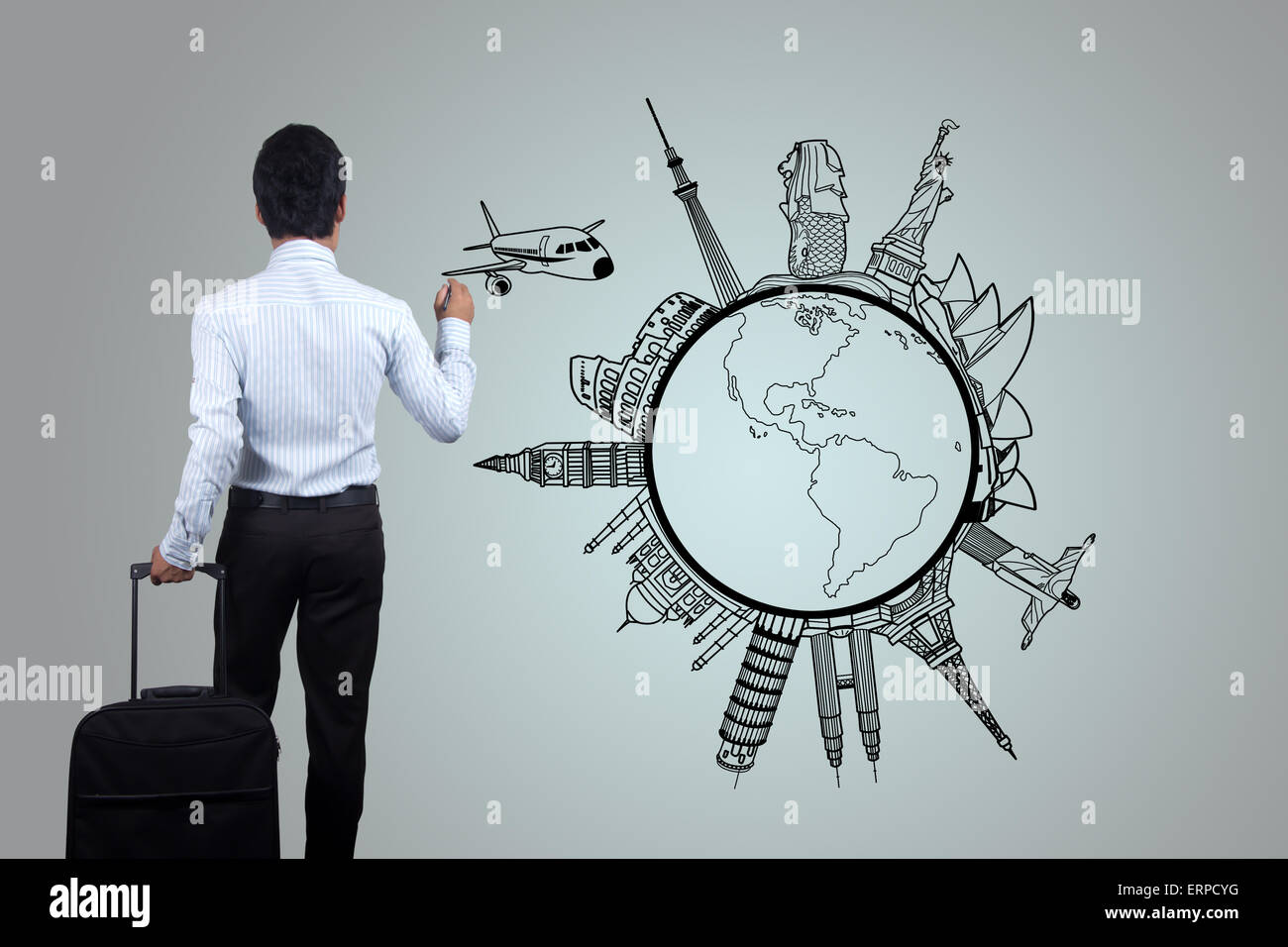 Drawing the travel on a whiteboard Stock Photo - Alamy