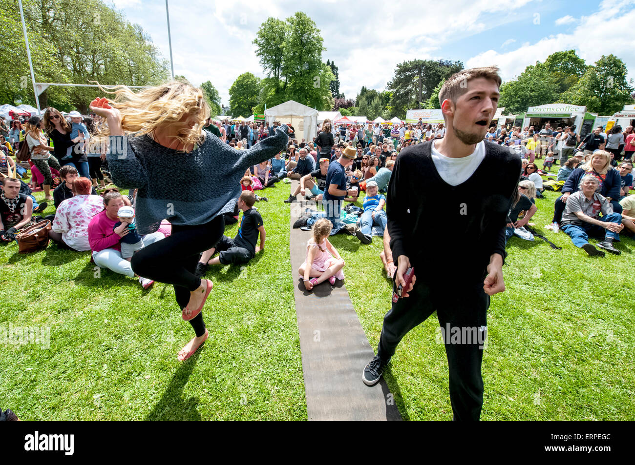 Exeter, Devon, UK. 06th June, 2015. The crowd dance to The Iscarels at ...