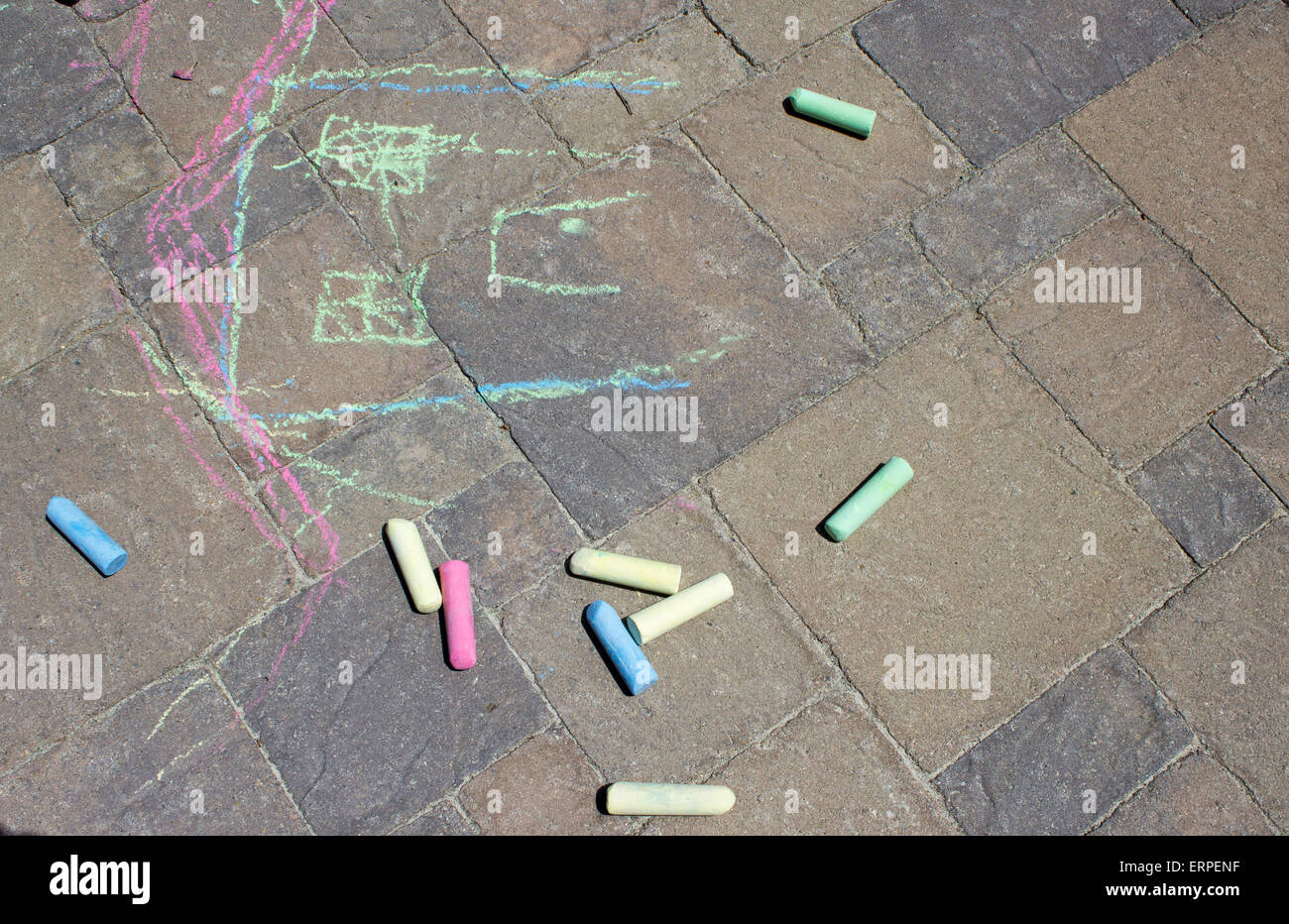 Chalk Art on Cement Pavers Stock Photo - Alamy