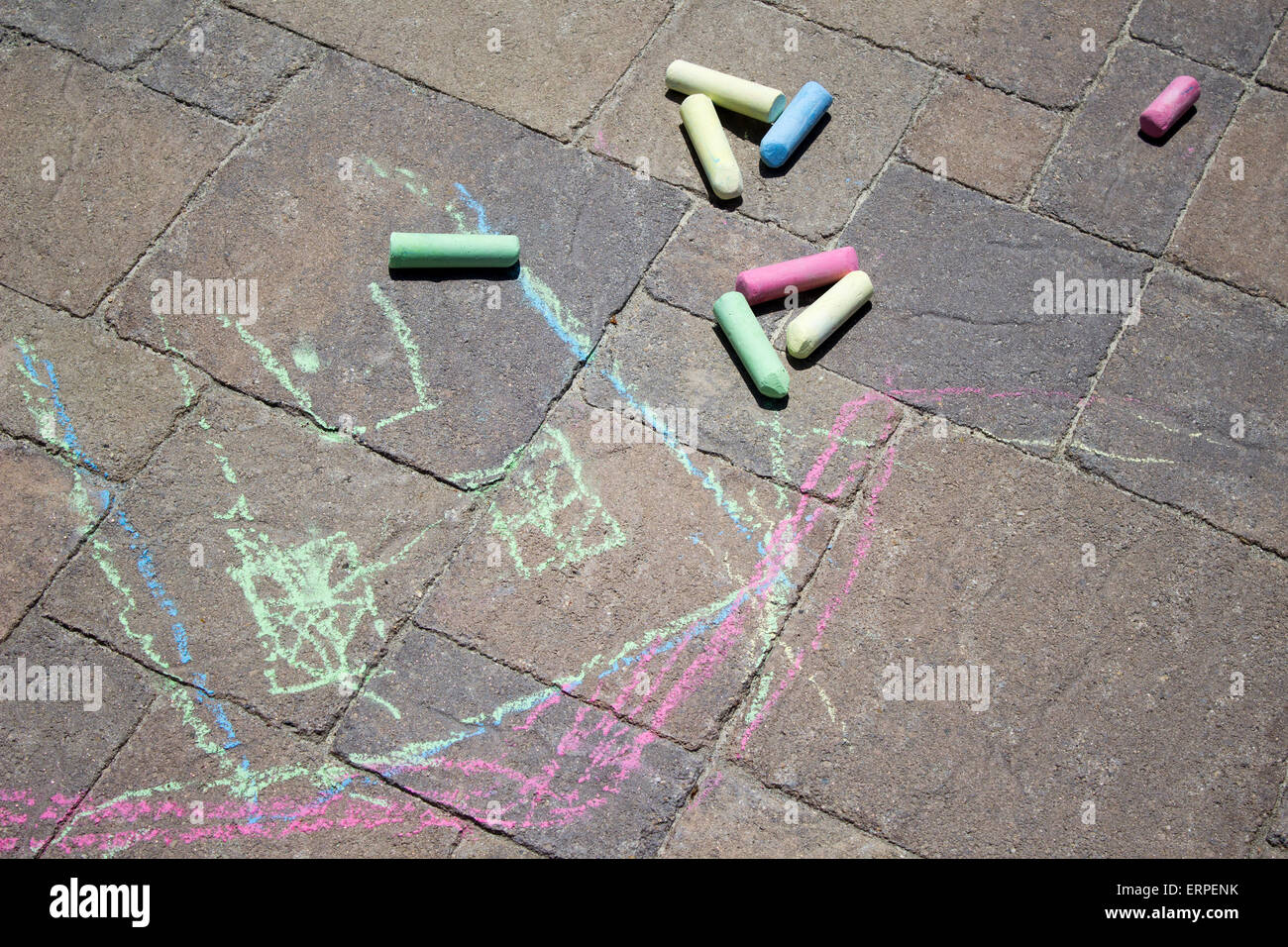 Chalk Art on Cement Pavers Stock Photo - Alamy