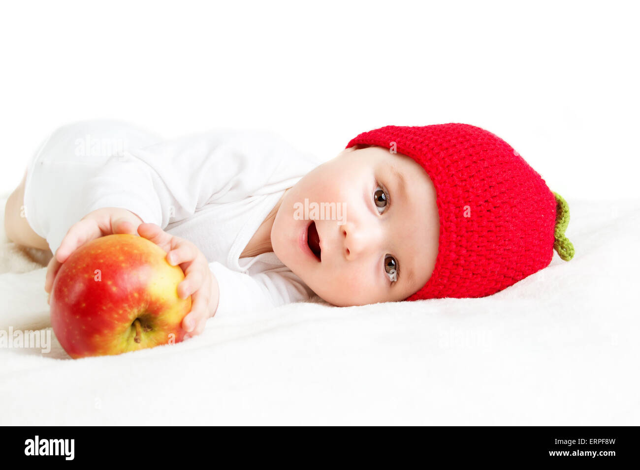 seven month old baby with apples Stock Photo - Alamy