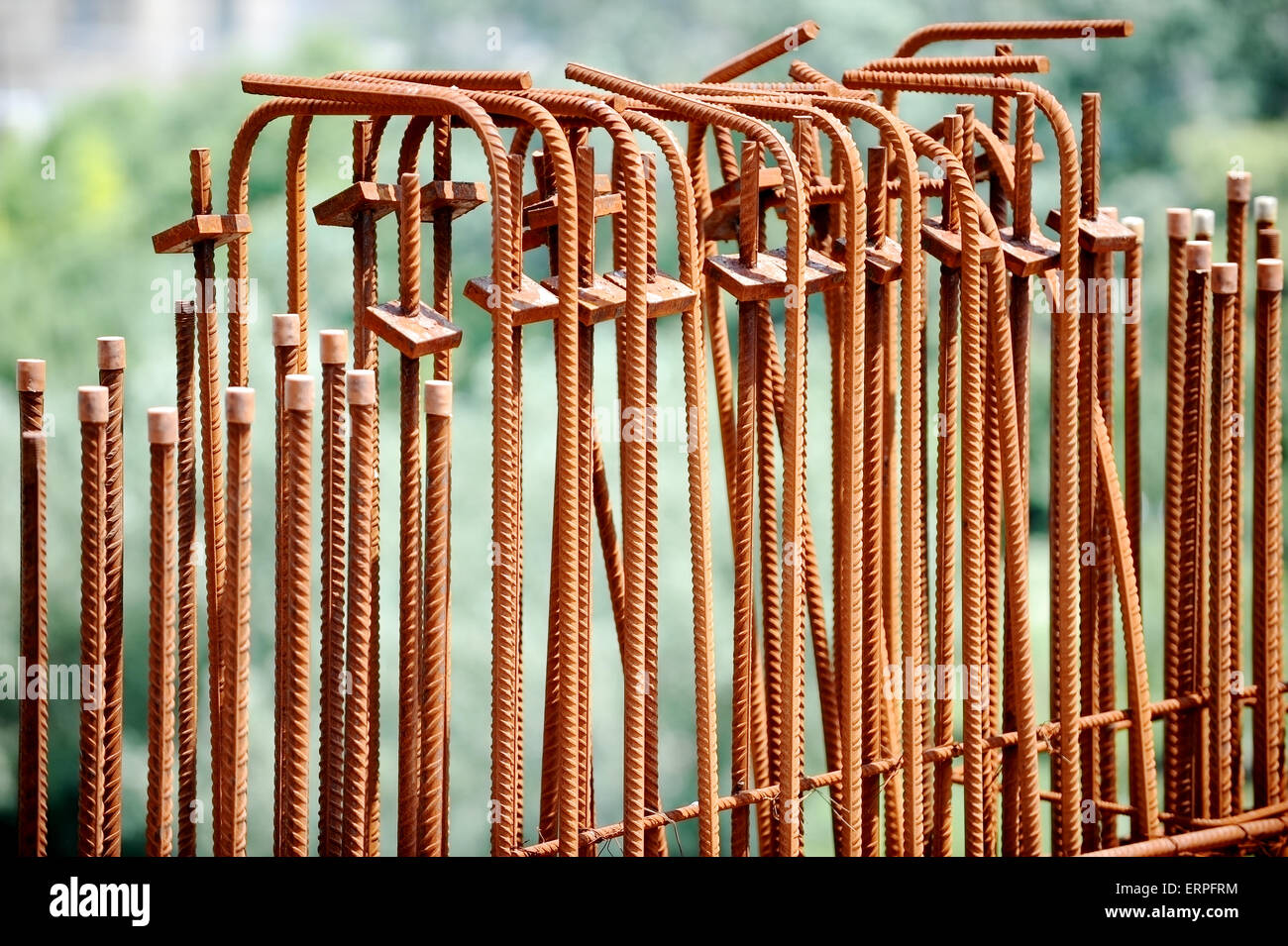 Rusty iron armature bars on a construction site Stock Photo - Alamy