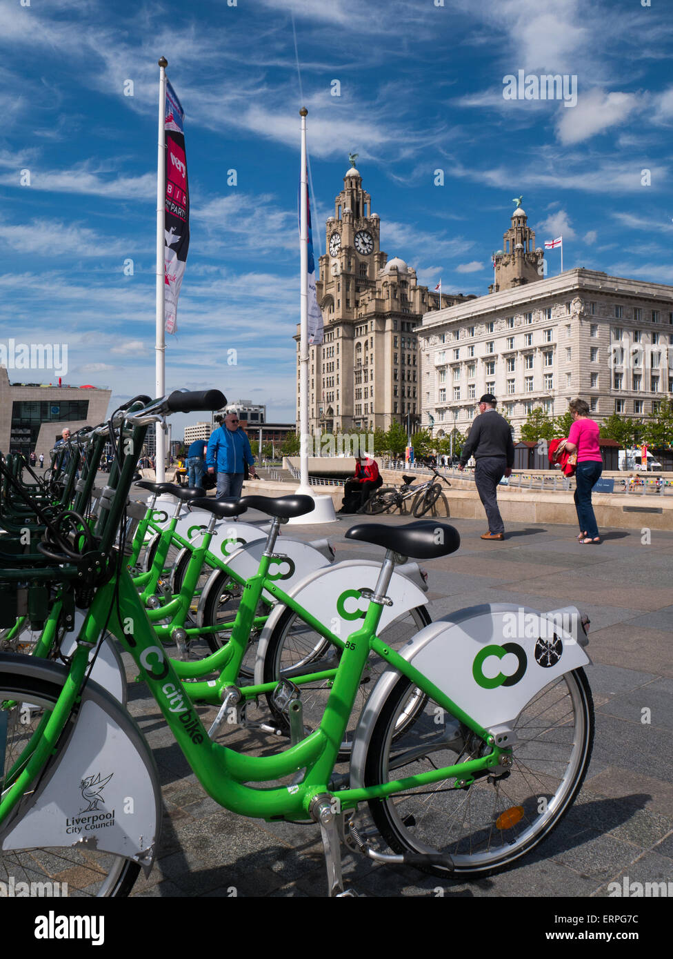 Liverpool bike hire rack Stock Photo - Alamy