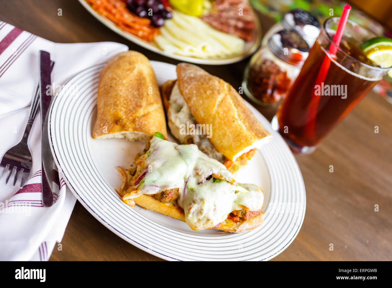 Meatball sandwich on plate hi-res stock photography and images - Alamy
