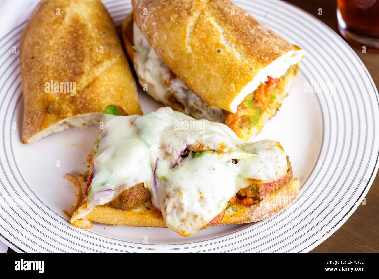 Meatball sandwich on the plate in Italian restaurant Stock Photo - Alamy