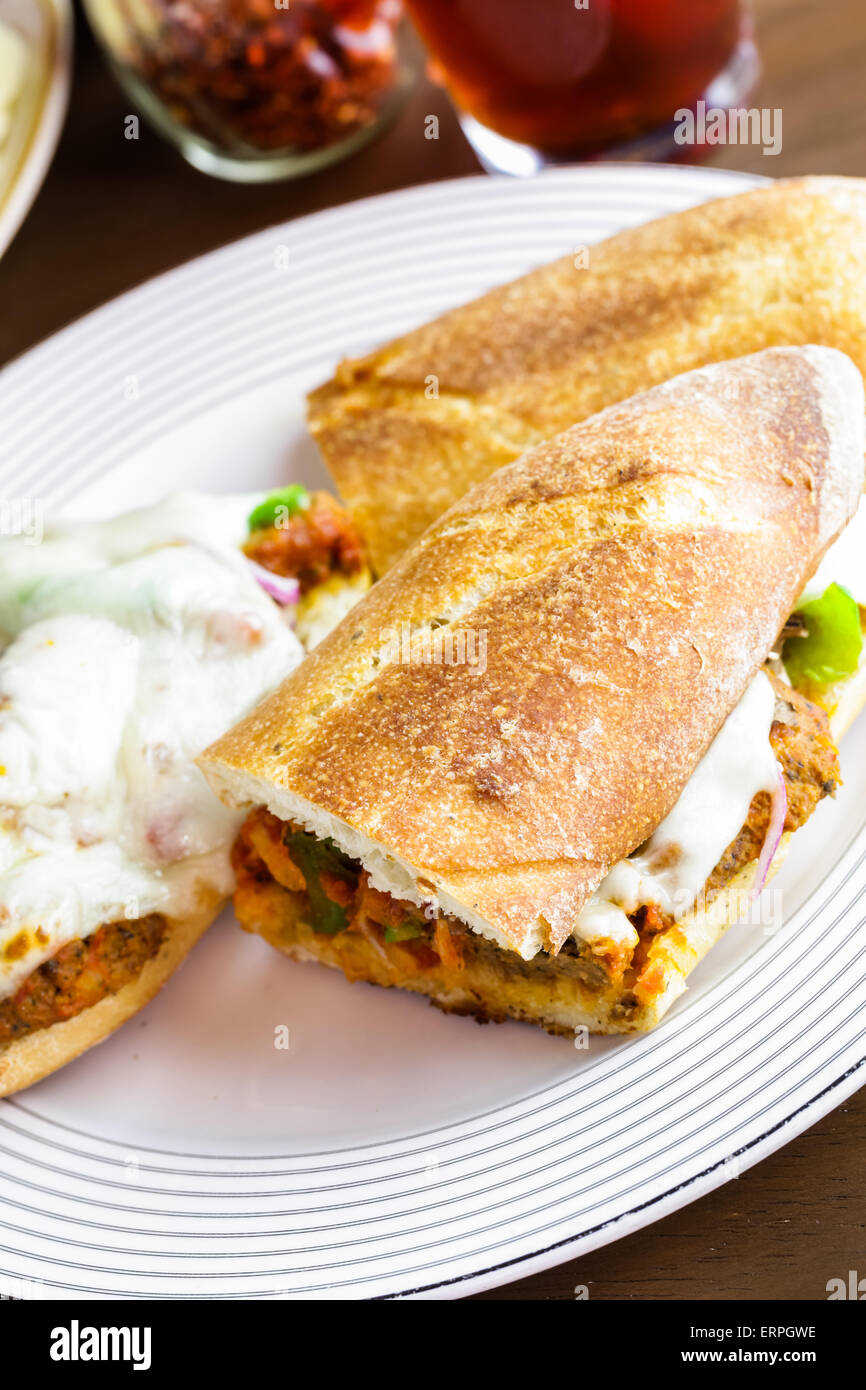 Meatball sandwich on the plate in Italian restaurant Stock Photo - Alamy