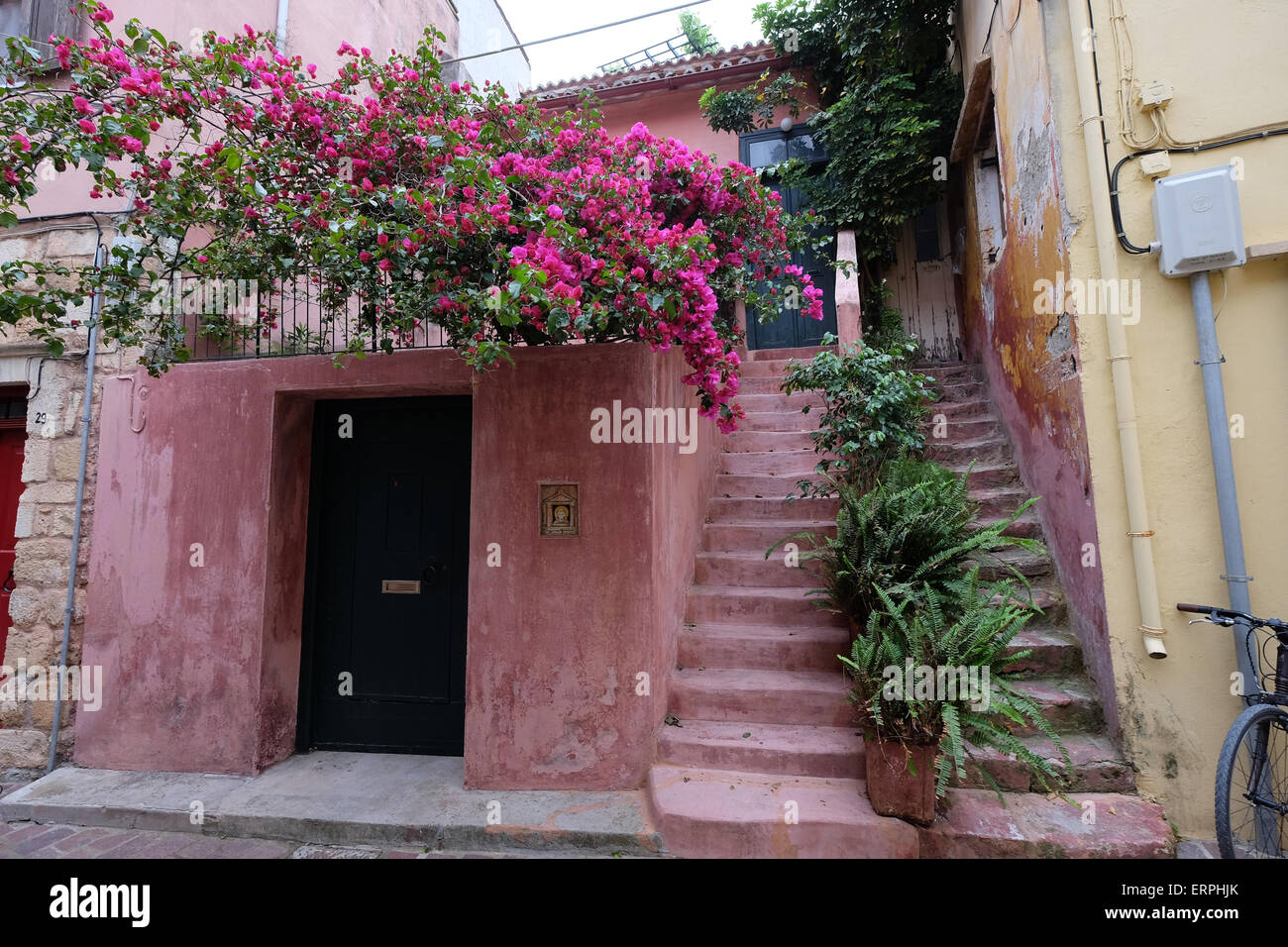 Crete , Chania old town, city, courtyard, greece, greek, medieval ...