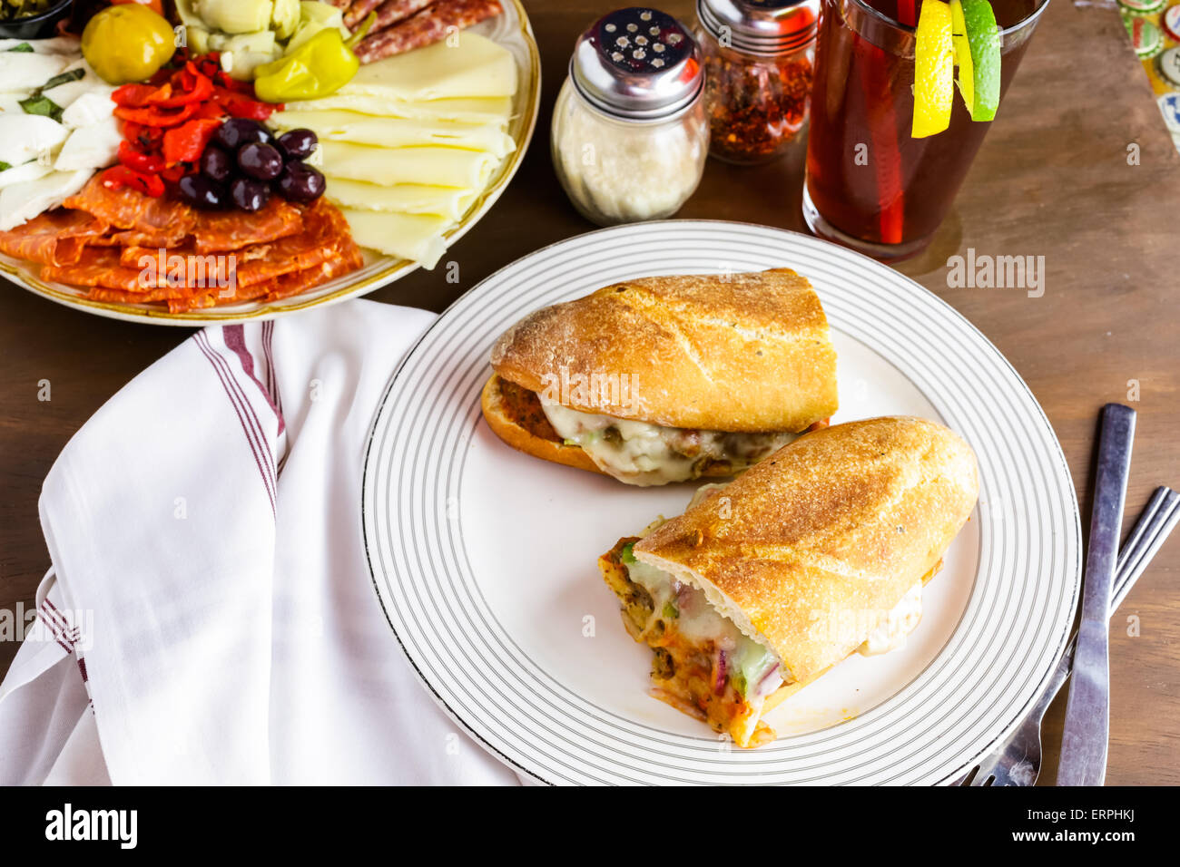 Meatball sandwich on the plate in Italian restaurant Stock Photo - Alamy