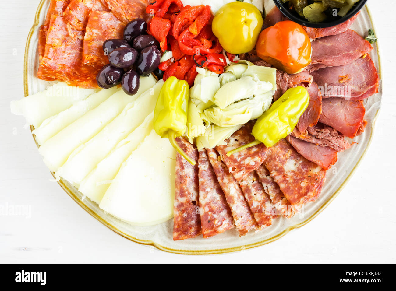 Appetizers plate with antipasto in Italian restaurant Stock Photo - Alamy