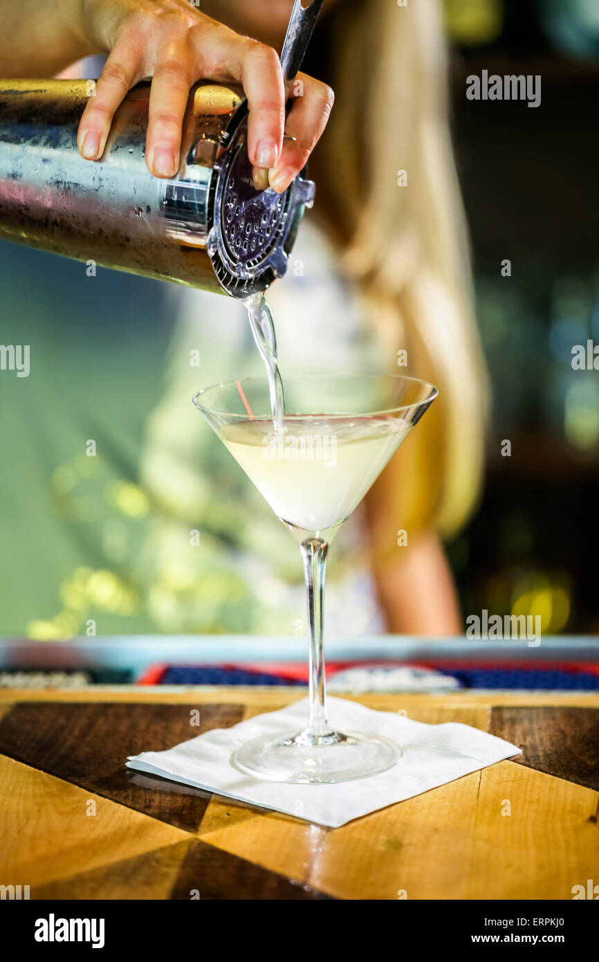 Bartender preparing Limoncello martini coctail Stock Photo - Alamy